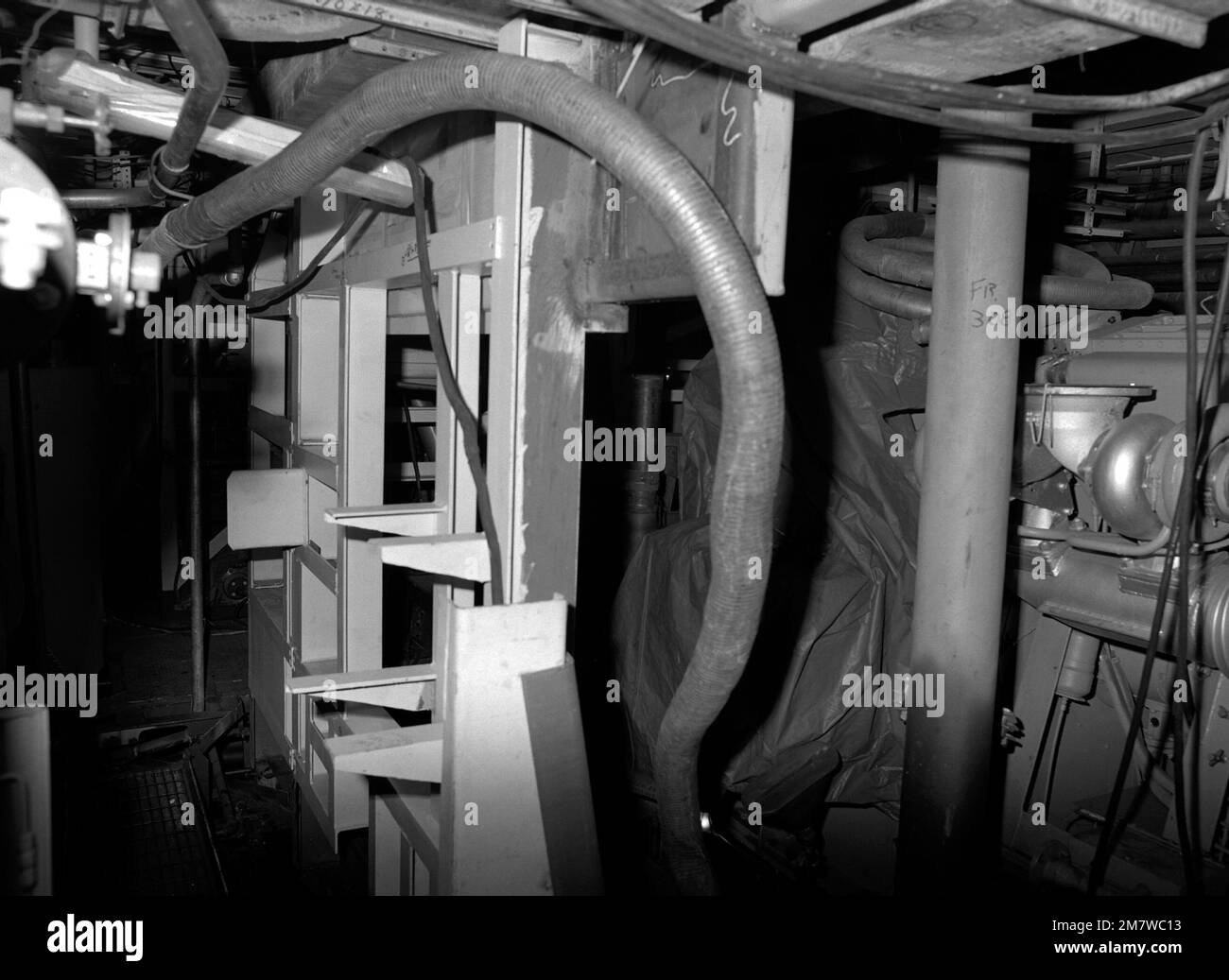 The auxiliary machinery room No. 3 aboard the guided missile frigate ...