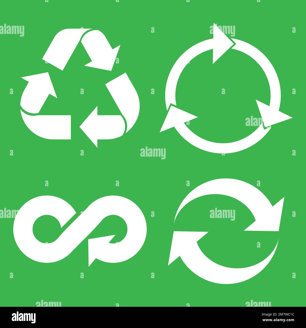 Eco cycle arrows icon set. Green recycled symbol green on white ...