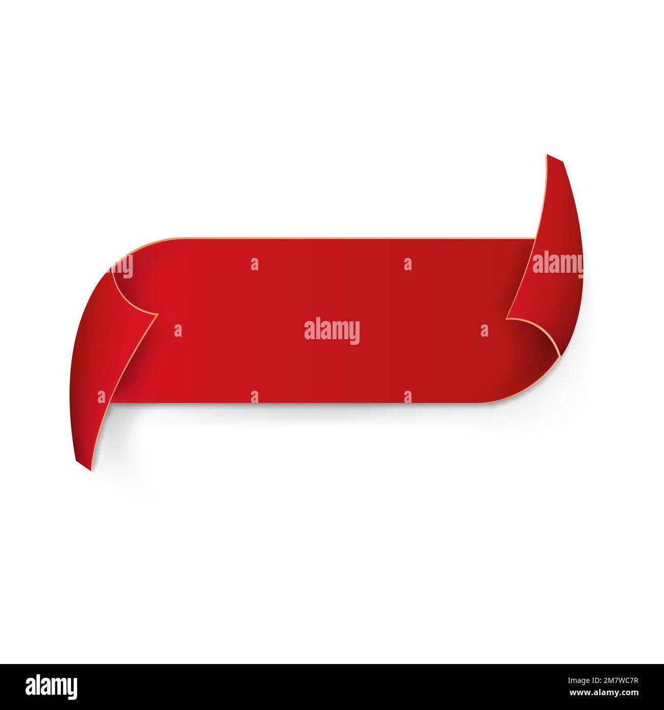 Realistic red curved ribbon isolated on white background. Vector ...