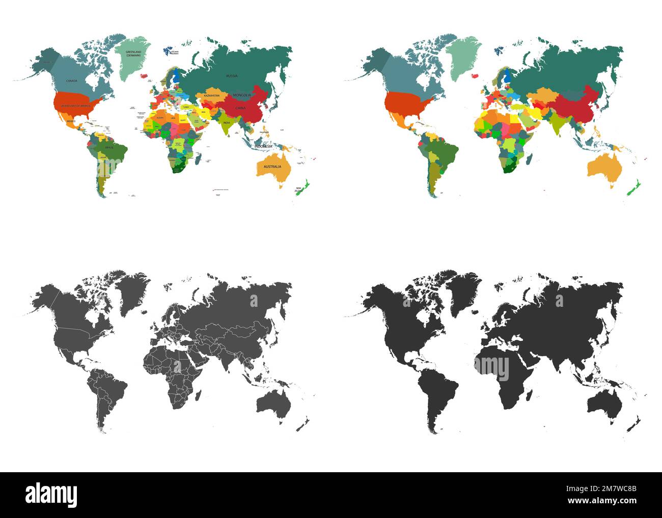 World map set isolated on white background. Vector illustration Stock ...