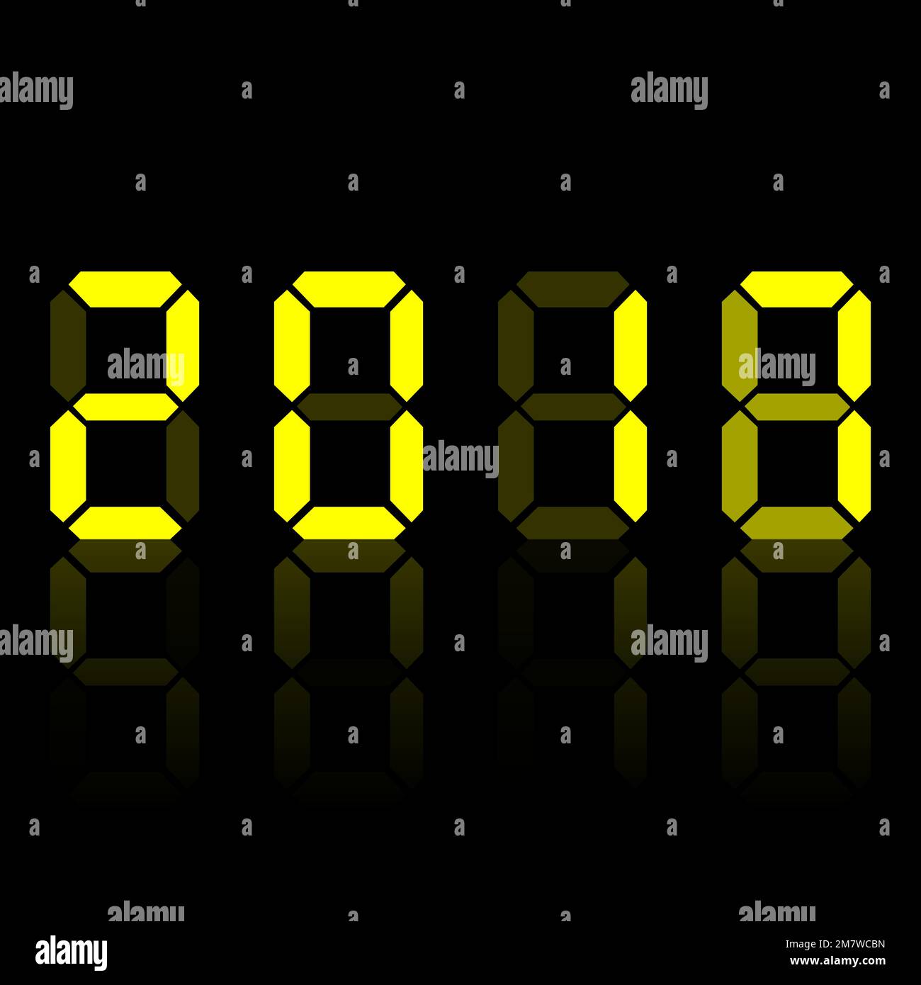 Yellow electronic digital numbers 2018. isolated on black background ...