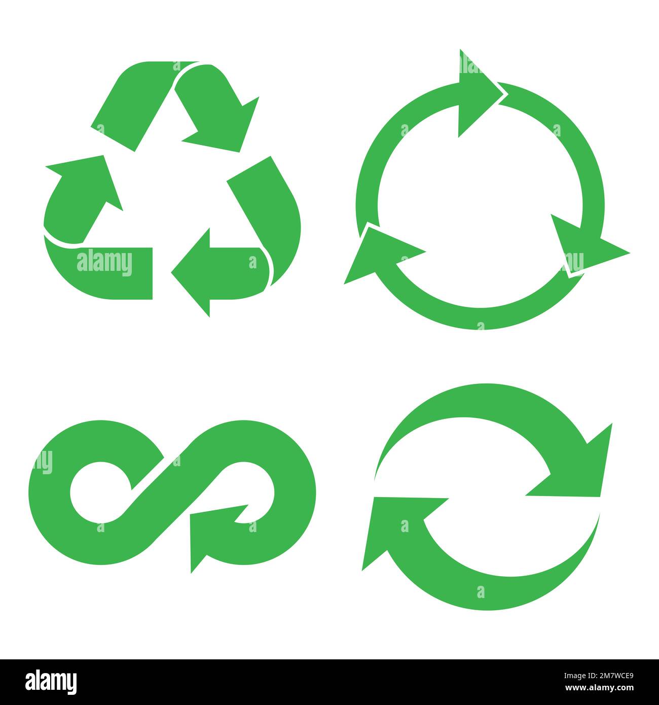Eco cycle arrows icon set. Green recycled symbol green on white ...