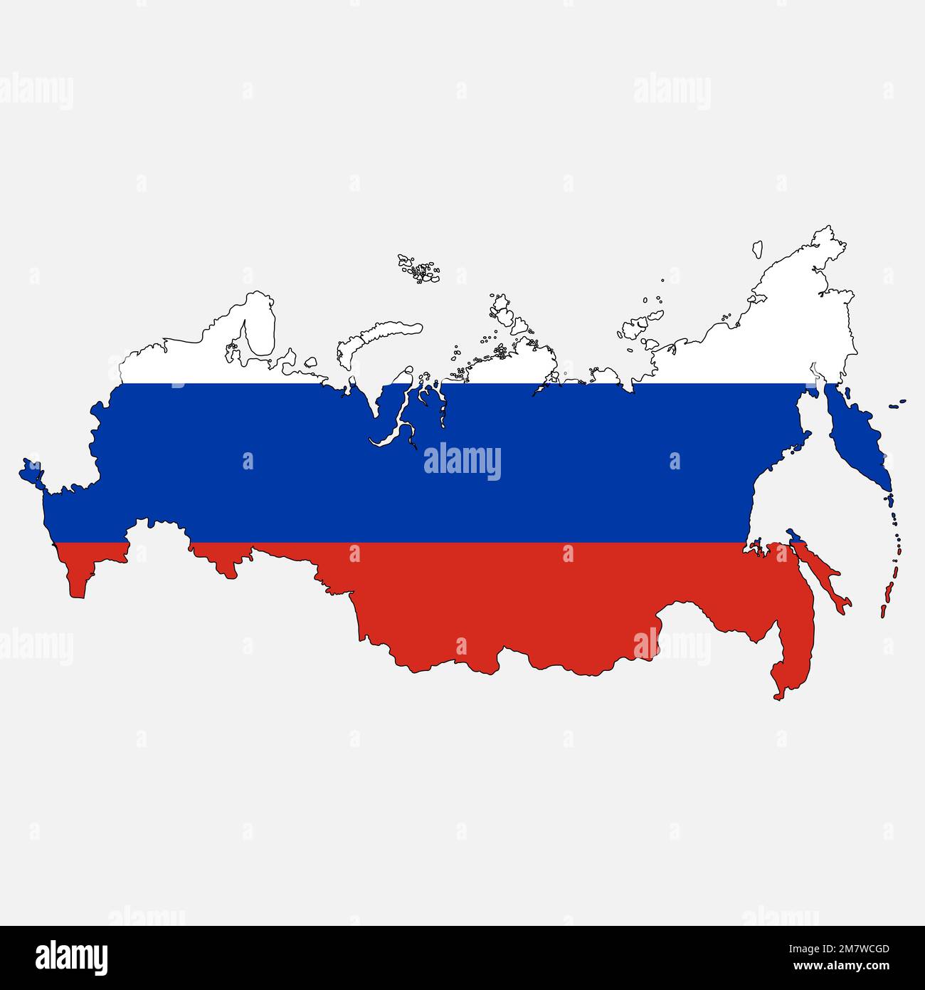 Russia vector map with the flag. Isolated on white background. Vector ...