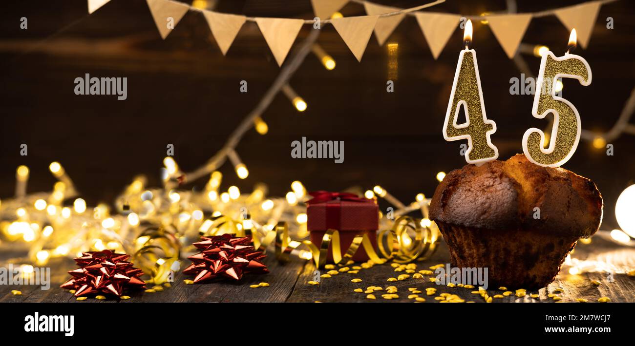 Happy 45th birthday greeting golden hi-res stock photography and images ...