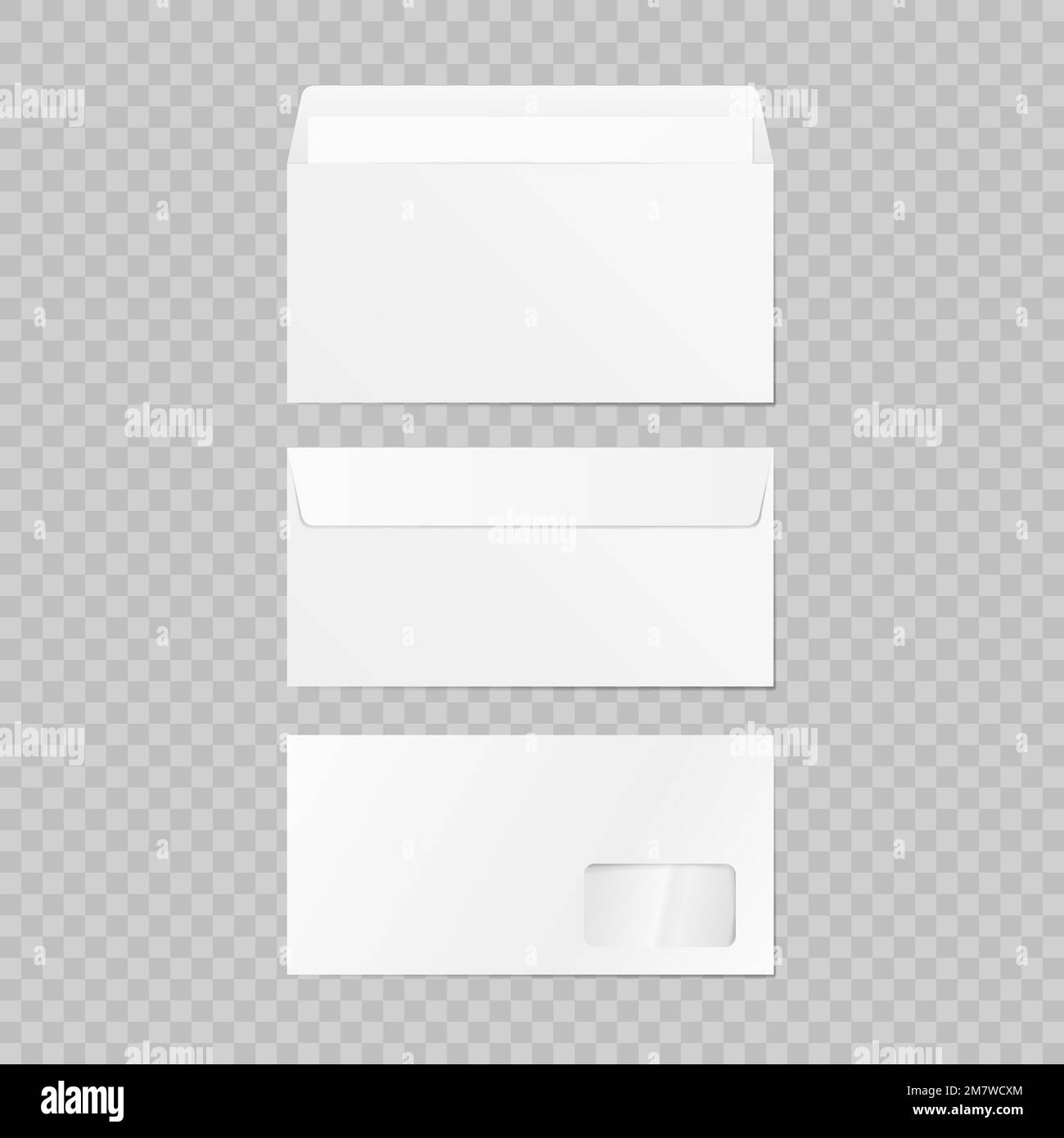 Set of blank 3d envelopes mockup. Collection realistic envelopes template. Isolated on ...