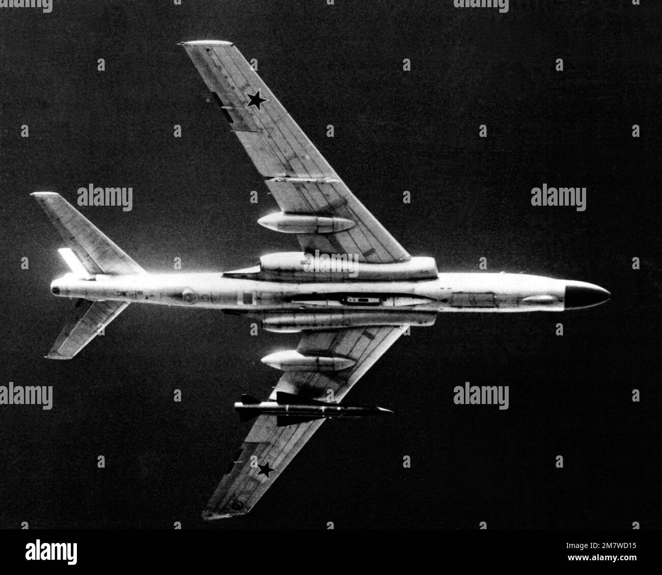 Bottom view of a Soviet Badger C aircraft equipped with a Kingfish AS-6 ...
