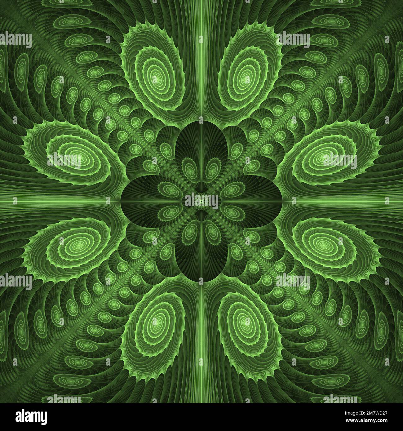 Square green abstract flame fractal with spirals Stock Photo - Alamy