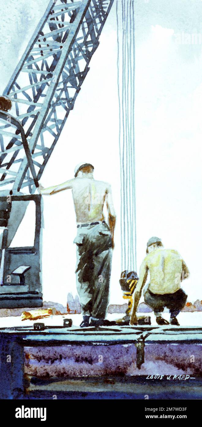Artwork: "MCB-9 Steel Workers, Midway Island" Artist: Louis J. Kaep ...