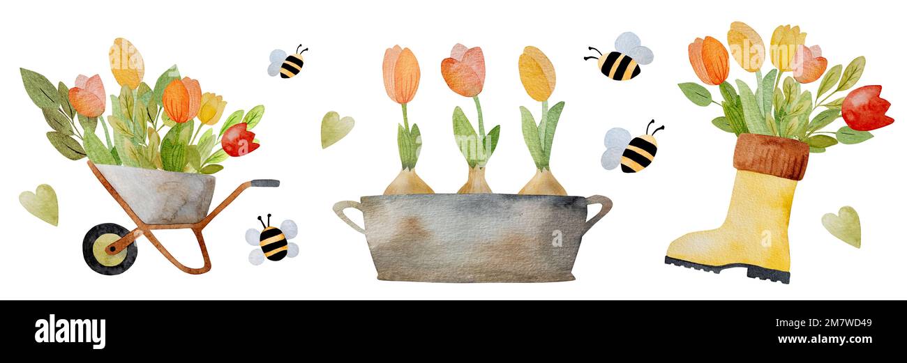 Spring garden paintings Stock Photo - Alamy