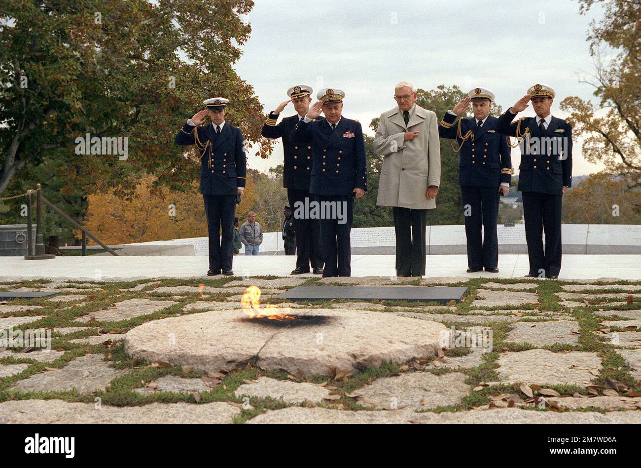 French CHIEF of Naval Operations ADM Lannuzel, third from left, salutes ...