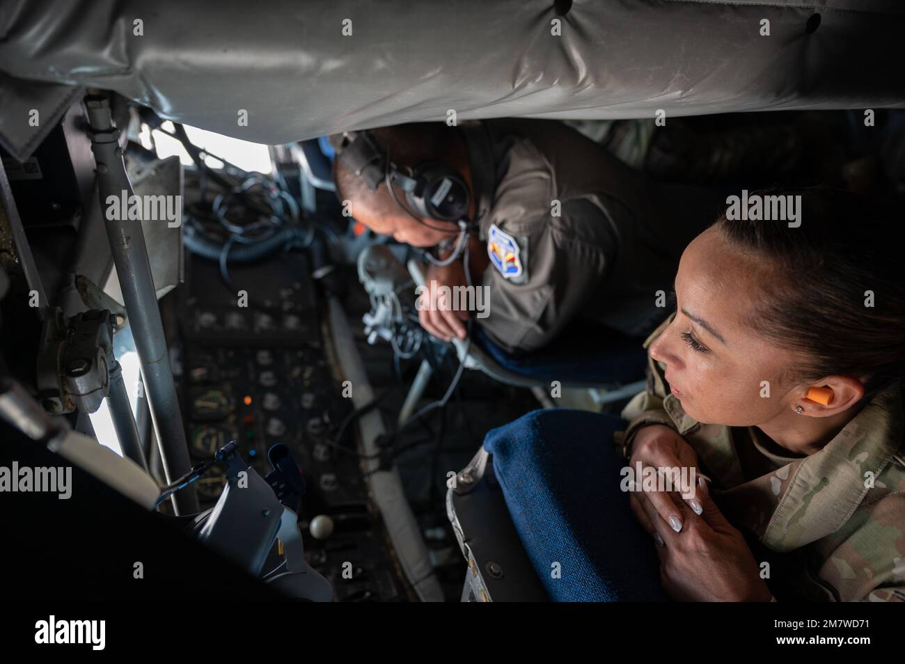 Arizona Air National Guardsman Tech Sgt. Anna Solis, observers an air ...