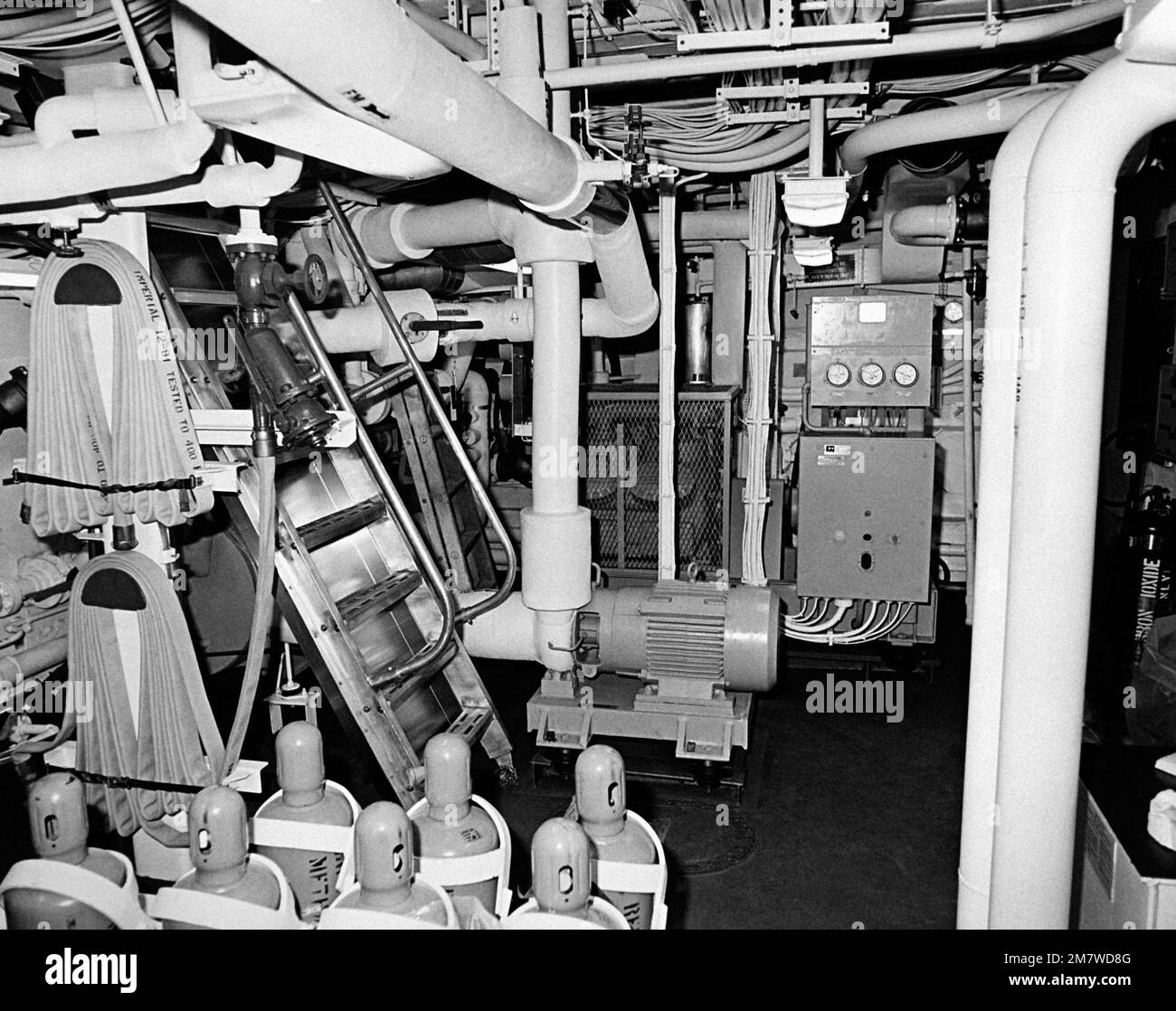 An interior view of the air conditioning machinery room on the guided ...