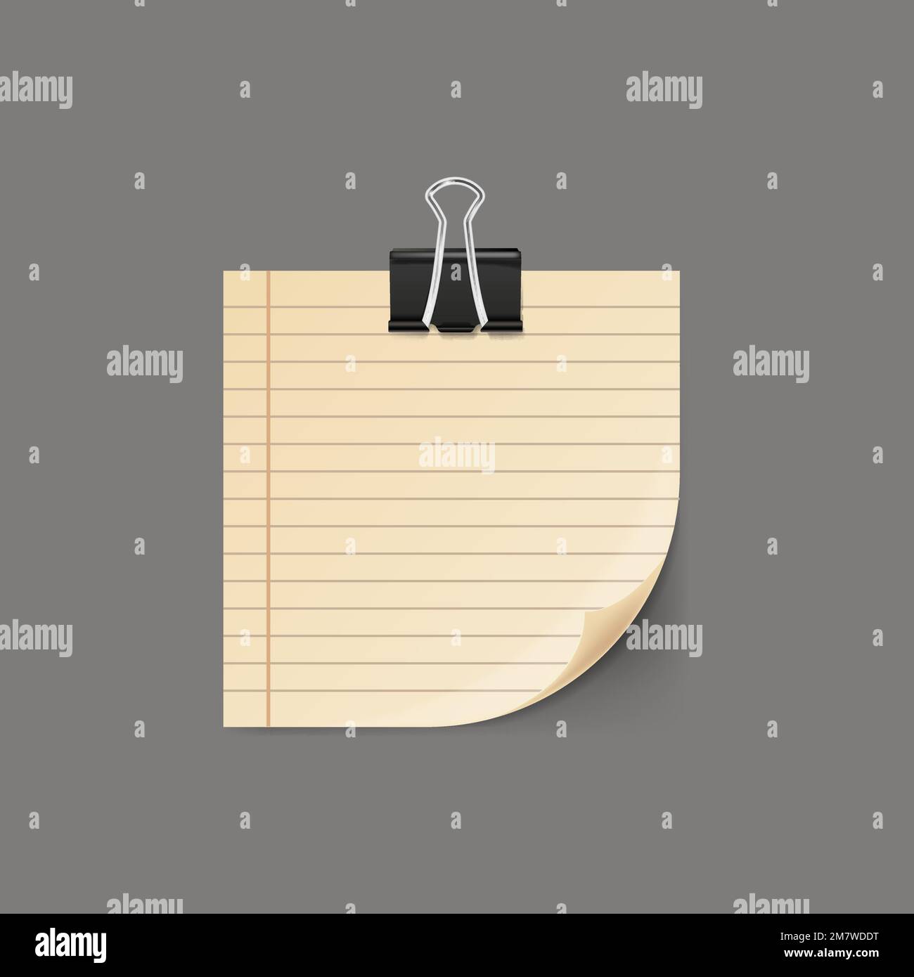 Sticky note with curled corner isolated on background. Vector ...
