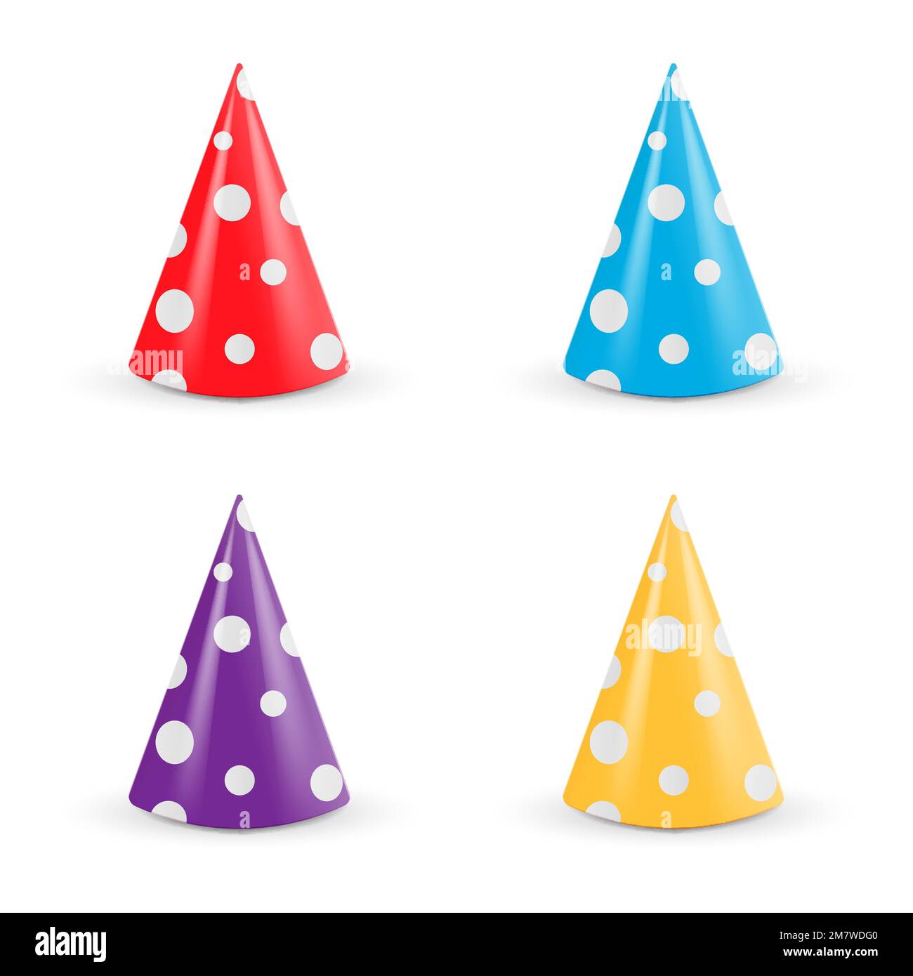 Realistic Party hat set. Collection 3d vector illustration isolated on ...