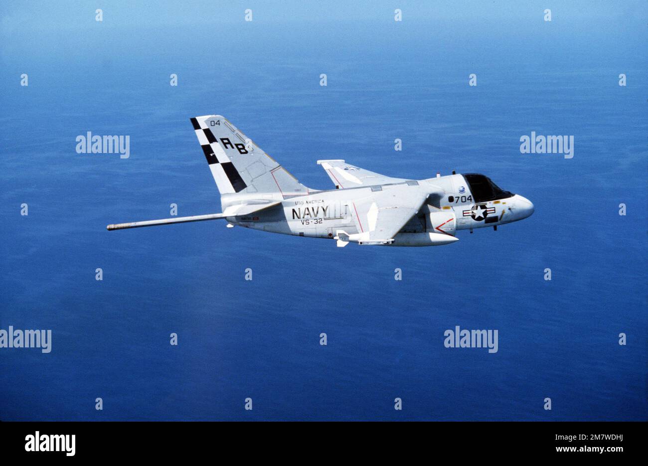 An air-to-air right side view of an S-3A Viking aircraft assigned to ...