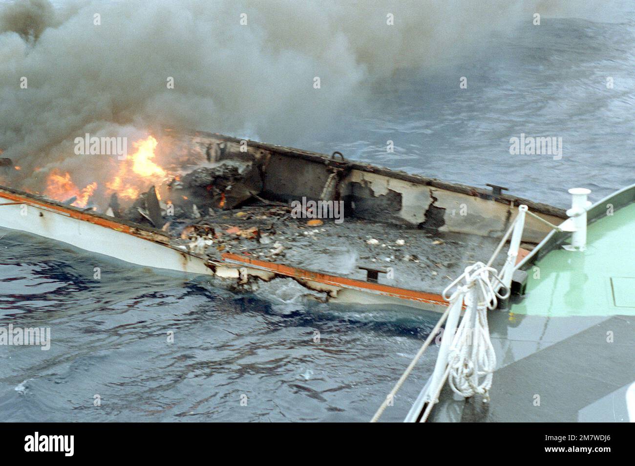 A view of a damaged target after being hit by a High Altitude Anti ...