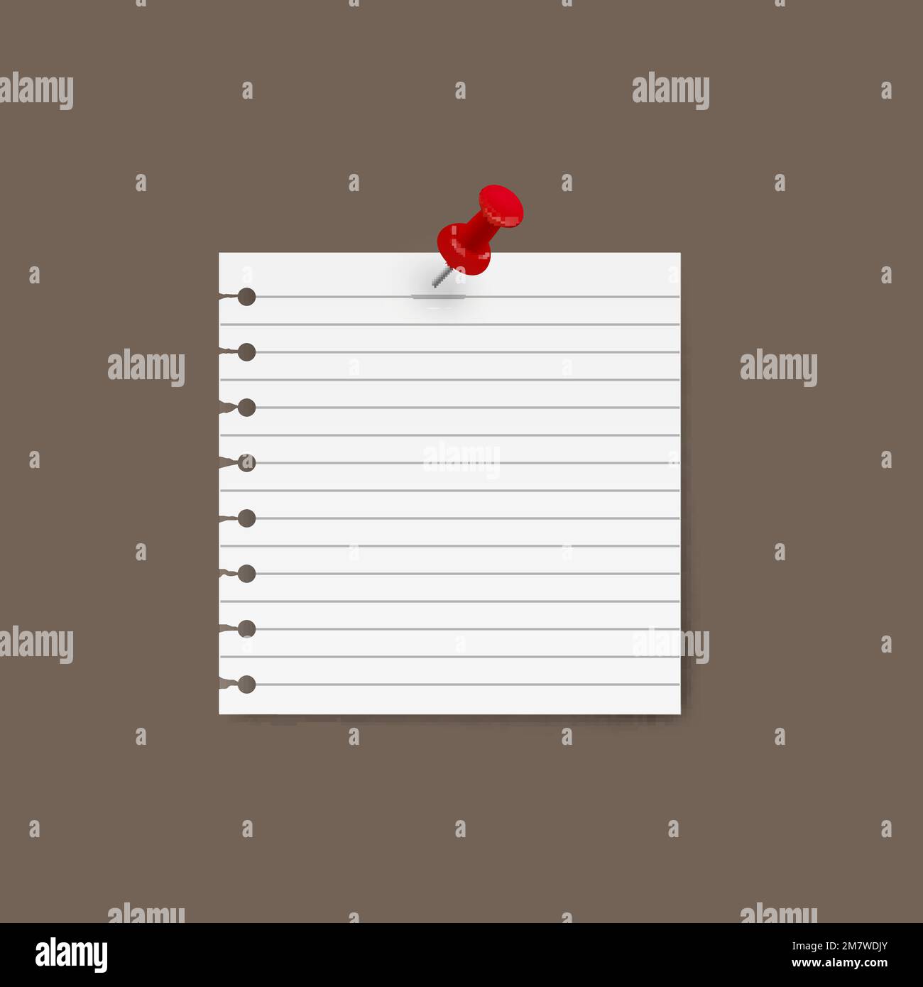 Yellow sticky note with pin isolated on background. Vector illustration ...