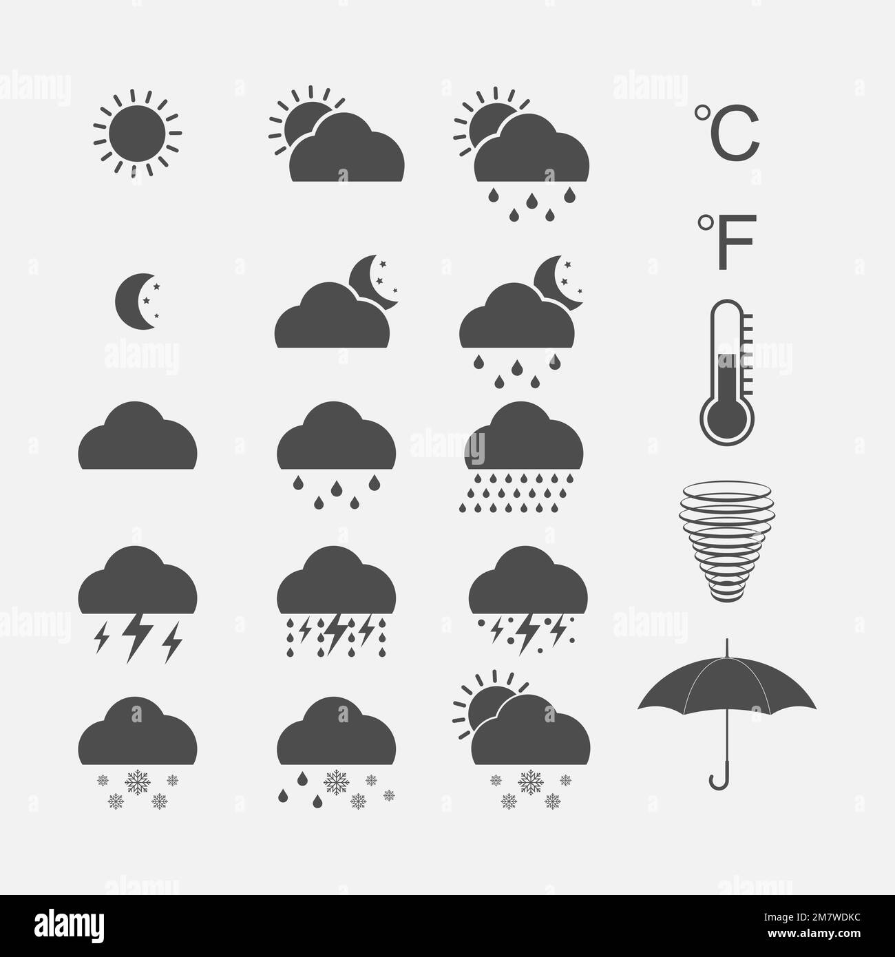 Weather icons set. isolated on background. Vector illustration. Eps 10 ...
