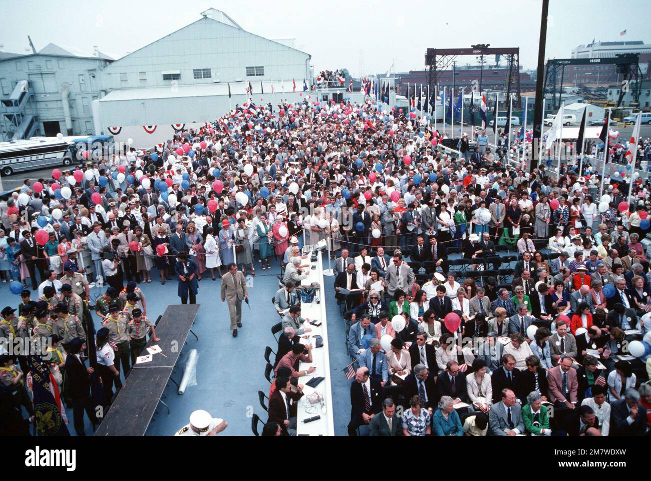 A view of the crowd attending the launching ceremony for the nuclear ...
