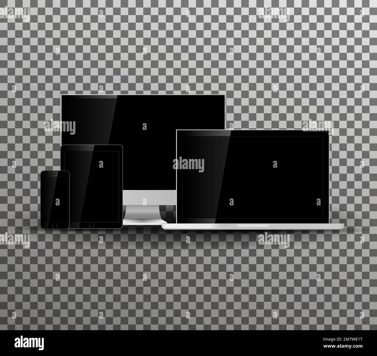 Set of blank screens.Technology device. Computer monitor, laptop ...