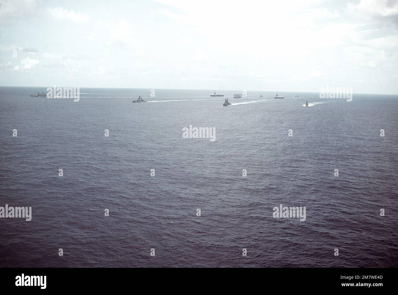 Aerial port bow view of part of Task Group 70, including the amphibious ...