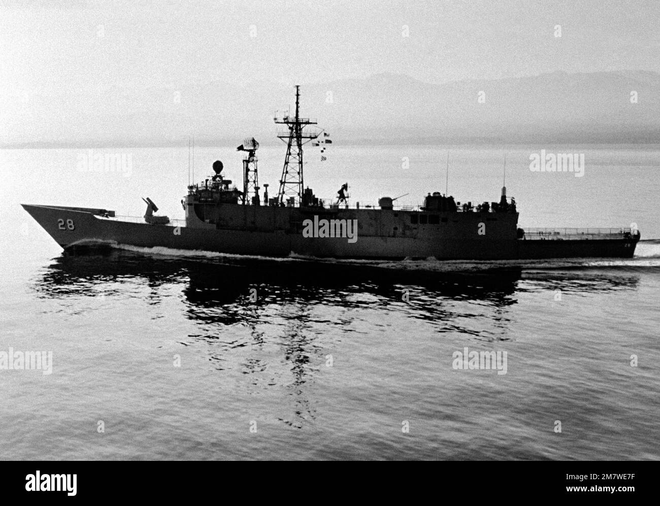 A port beam view of the guided missile frigate USS BOONE (FFG 28 ...