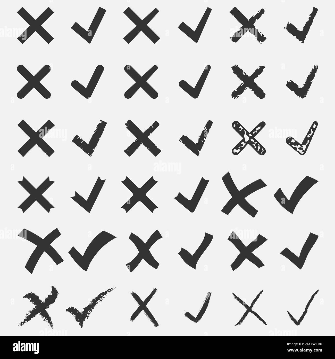 Collection cross and tick vector illustration set Stock Vector Image ...
