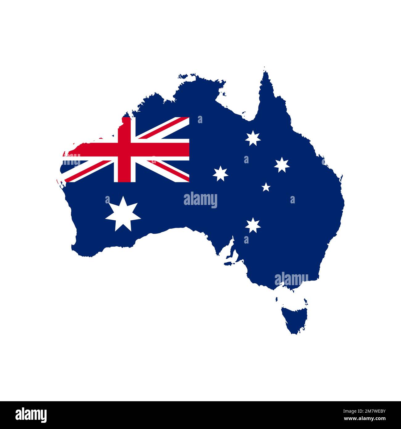 Map of Australia with national flag isolated on white background ...