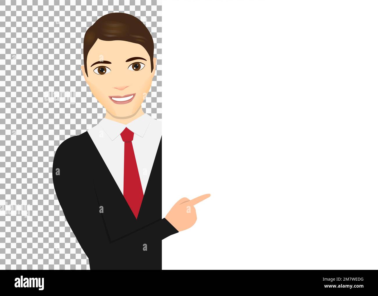 Man pointing her finger up. Male pointing around a sign. Vector ...