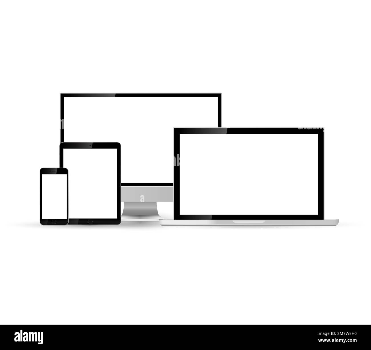 Set of blank screens.Technology device. Computer monitor, laptop ...