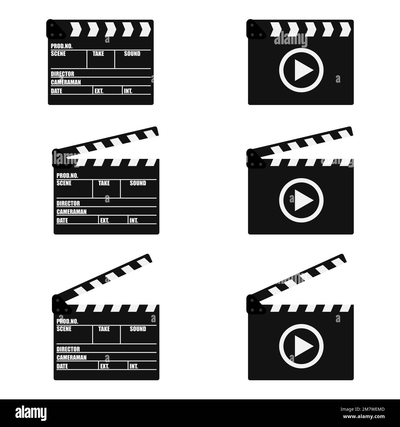 Set of movie clapperboard. Clapperboard icon. Movie production sign ...