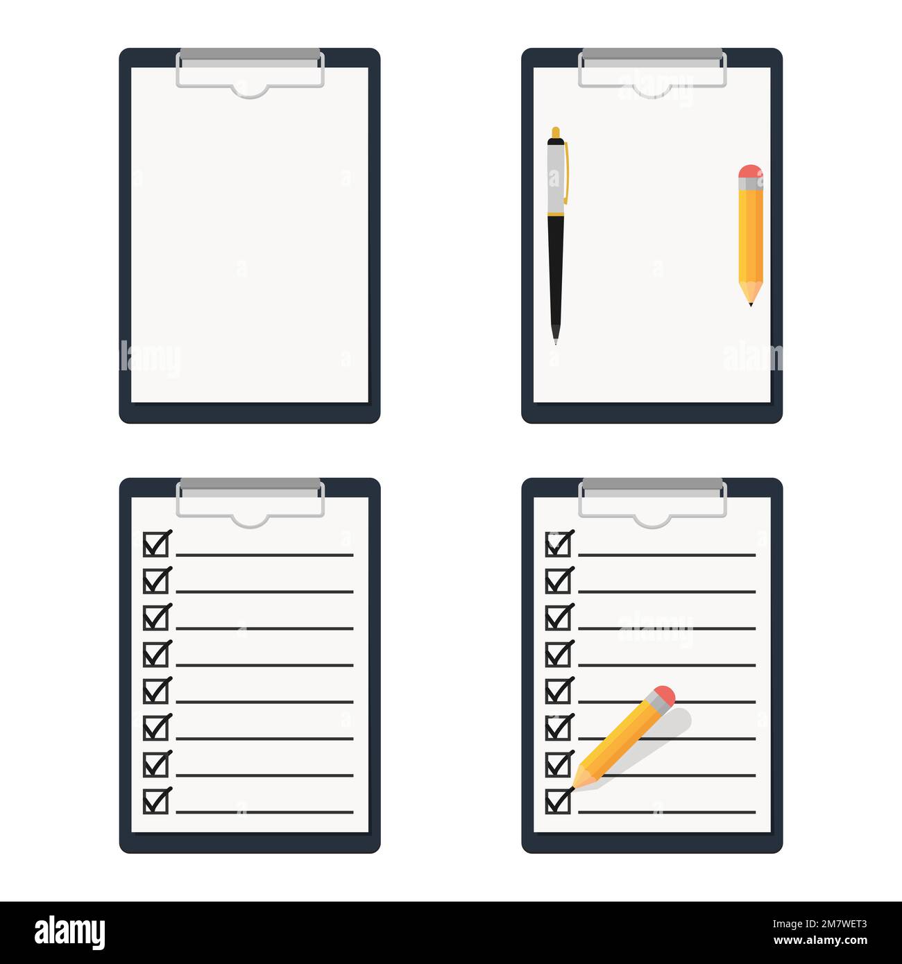 Clipboard icon set checklist hi-res stock photography and images - Alamy
