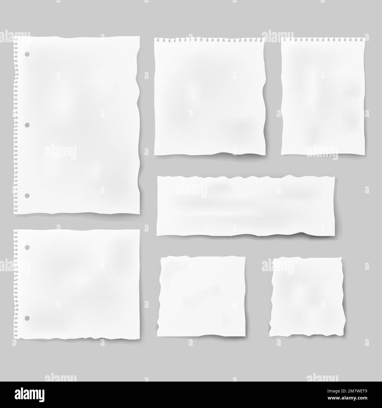 Set of paper different shapes. Collection of white ripped pieces of ...