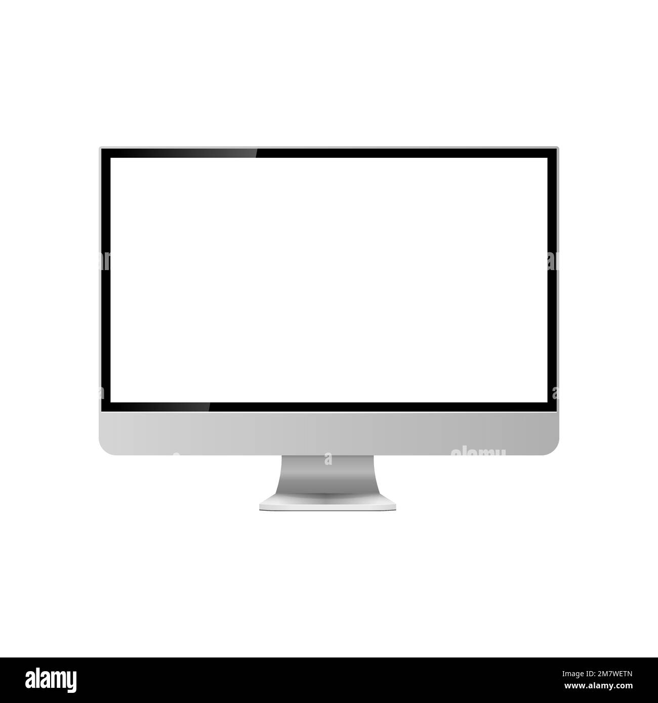 Computer Monitor with blank white screen. Isolated on white background ...