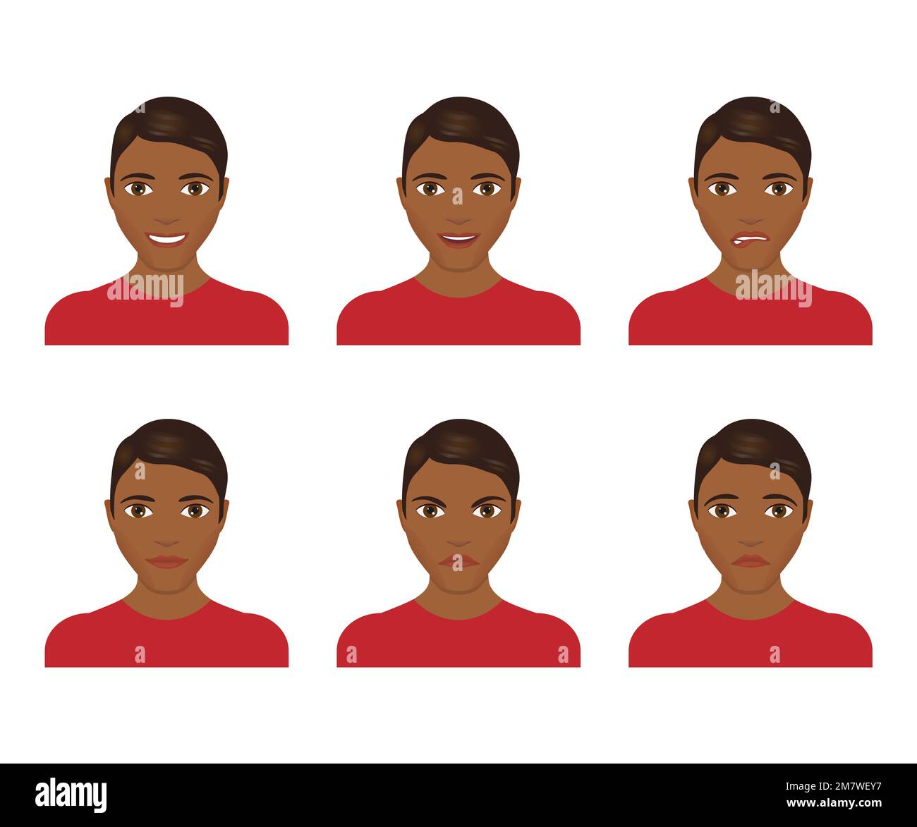 Young man face expressions composite isolated on white background ...