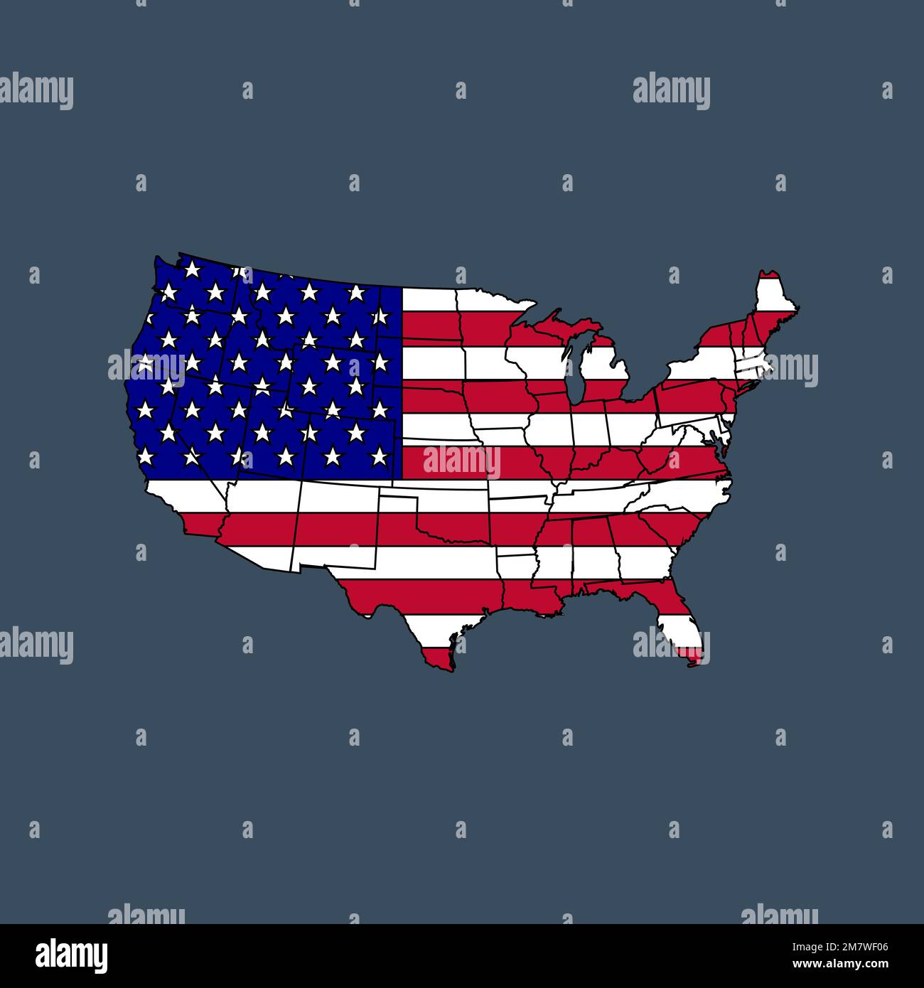 United states of America map with flag. Vector illustration Stock ...