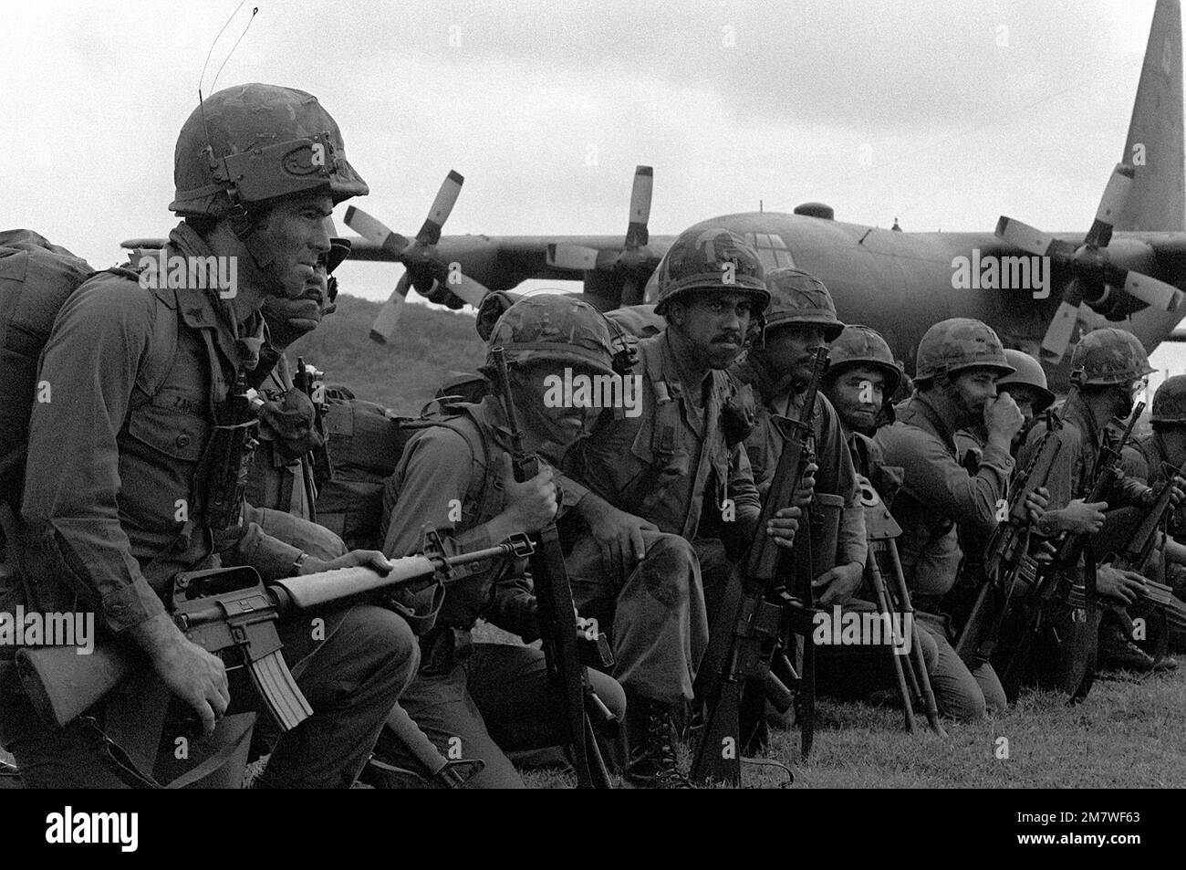 Puerto Rican National Guardsmen wait for the signal to move out during ...