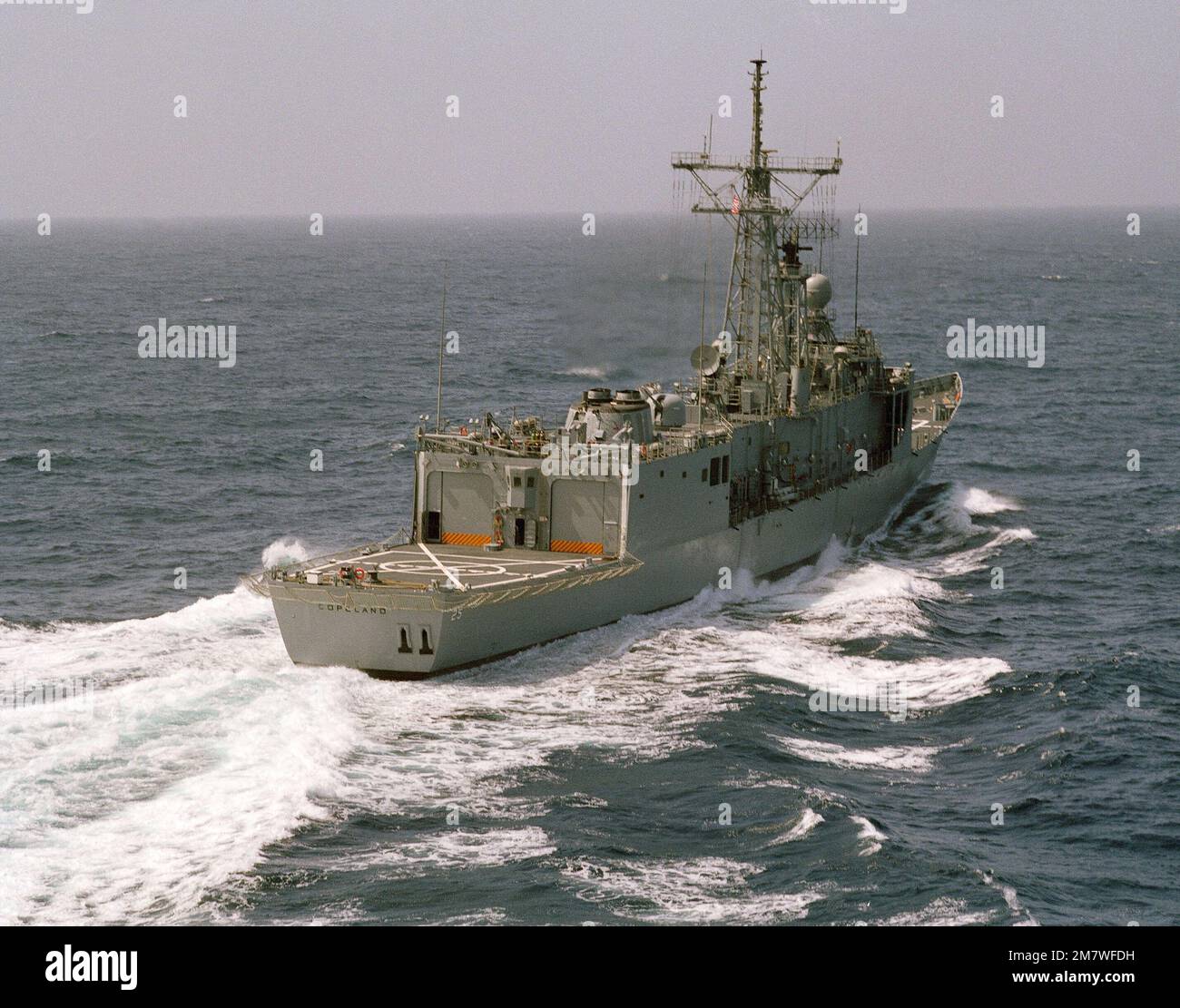 Aerial starbord quarter view of the guided missile frigate COPELAND ...