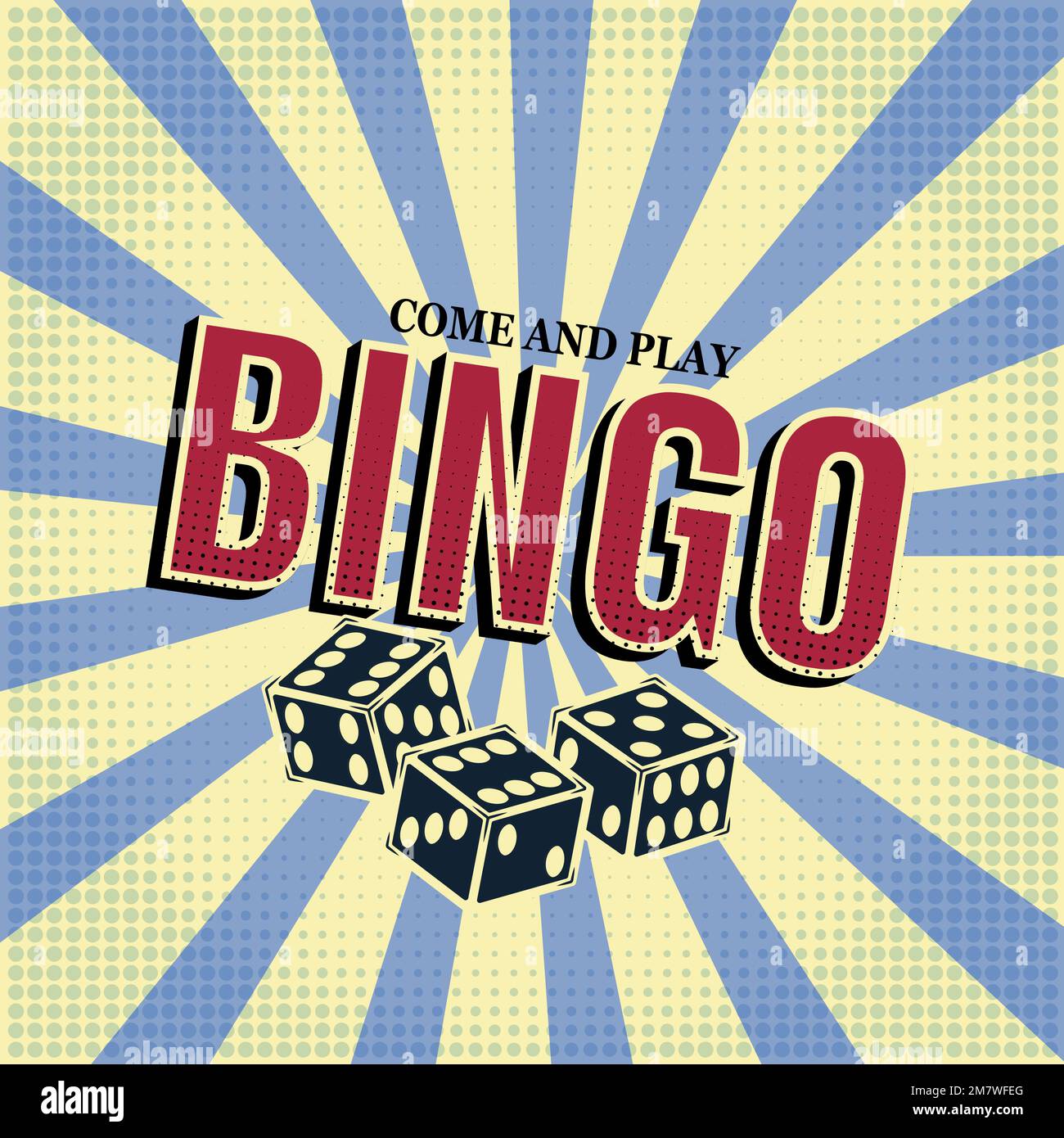 Bingo retro poster, comic, dice. Vector illustration vintage Stock ...