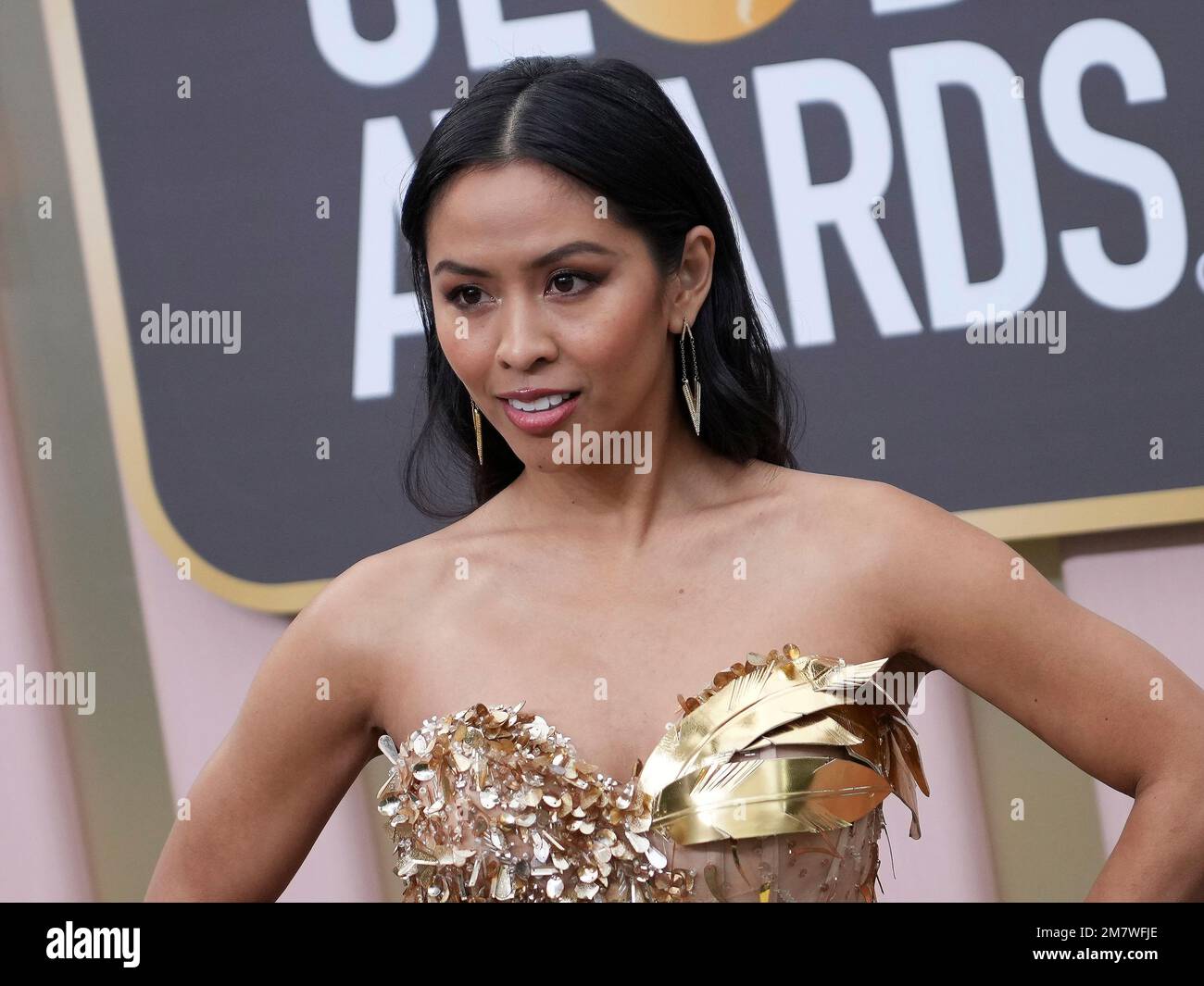 Los Angeles, USA. 10th Jan, 2023. Azia Celestino arrives at the 80th Annual Golden Globe Awards ...