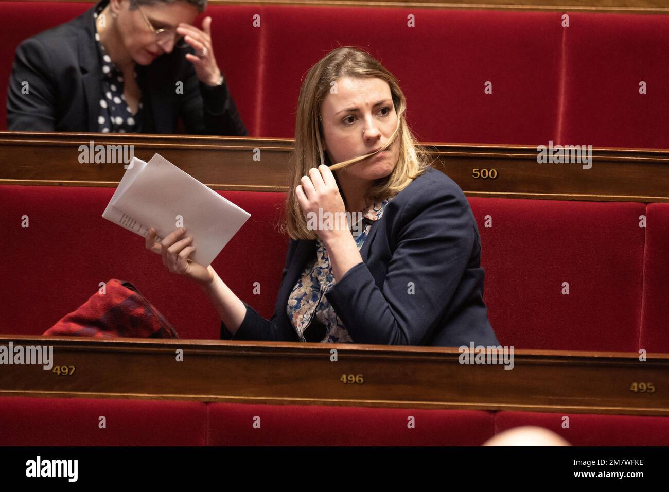 Deputy, Marie Pochon attends a session of Questions to the Government ...