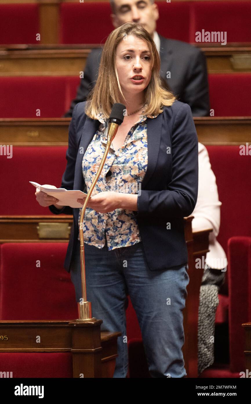 Deputy, Marie Pochon attends a session of Questions to the Government ...