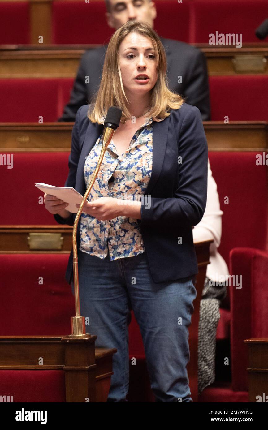 Deputy, Marie Pochon attends a session of Questions to the Government ...