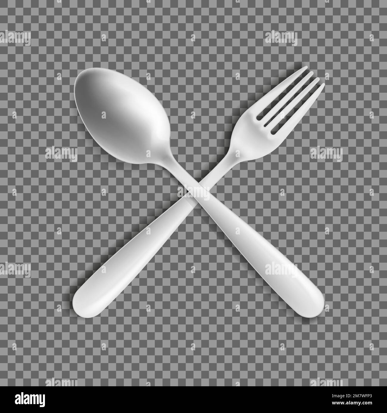 Realistic Fork and spoon isolated on transparent background. Vector ...