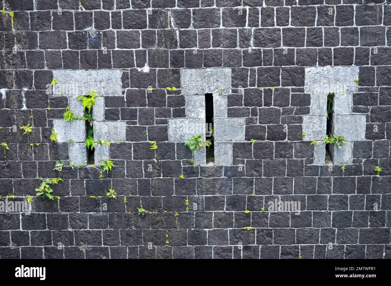 Slits in the wall of the fortress at Brimstone Hill Fortress National ...