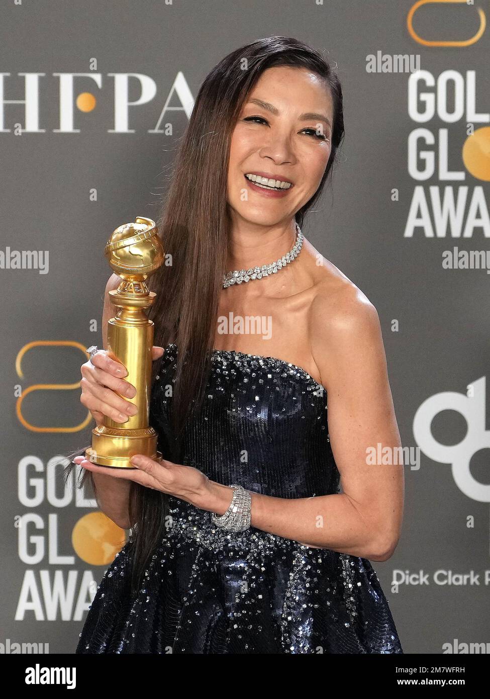 Los Angeles, CA, USA, January 10, 2023, Michelle Yeoh, poses with the Best Actress in a Motion ...