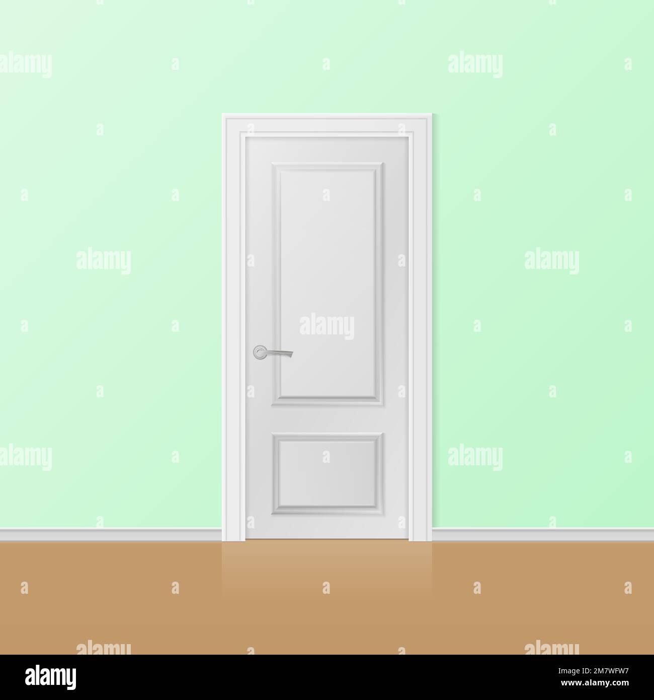 Closed white entrance door. Realistic vector illustration Stock Vector ...