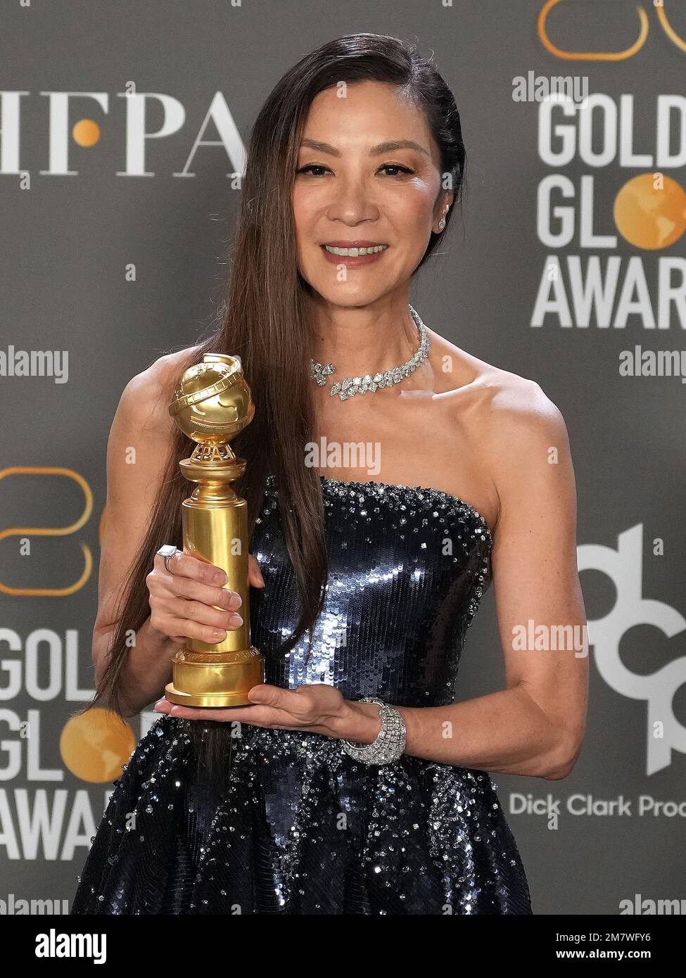 Los Angeles, CA, USA, January 10, 2023, Michelle Yeoh, poses with the Best Actress in a Motion ...