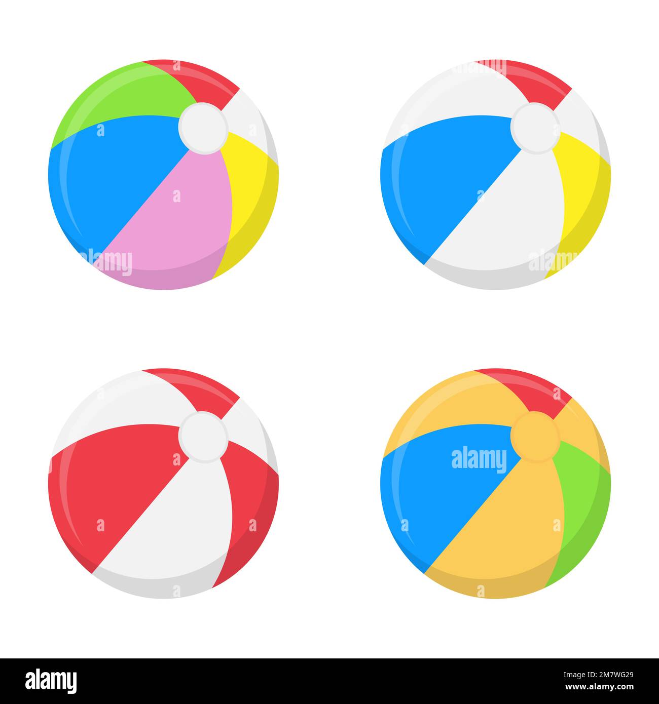 A selection of beach balls in multiple colors isolated on white ...