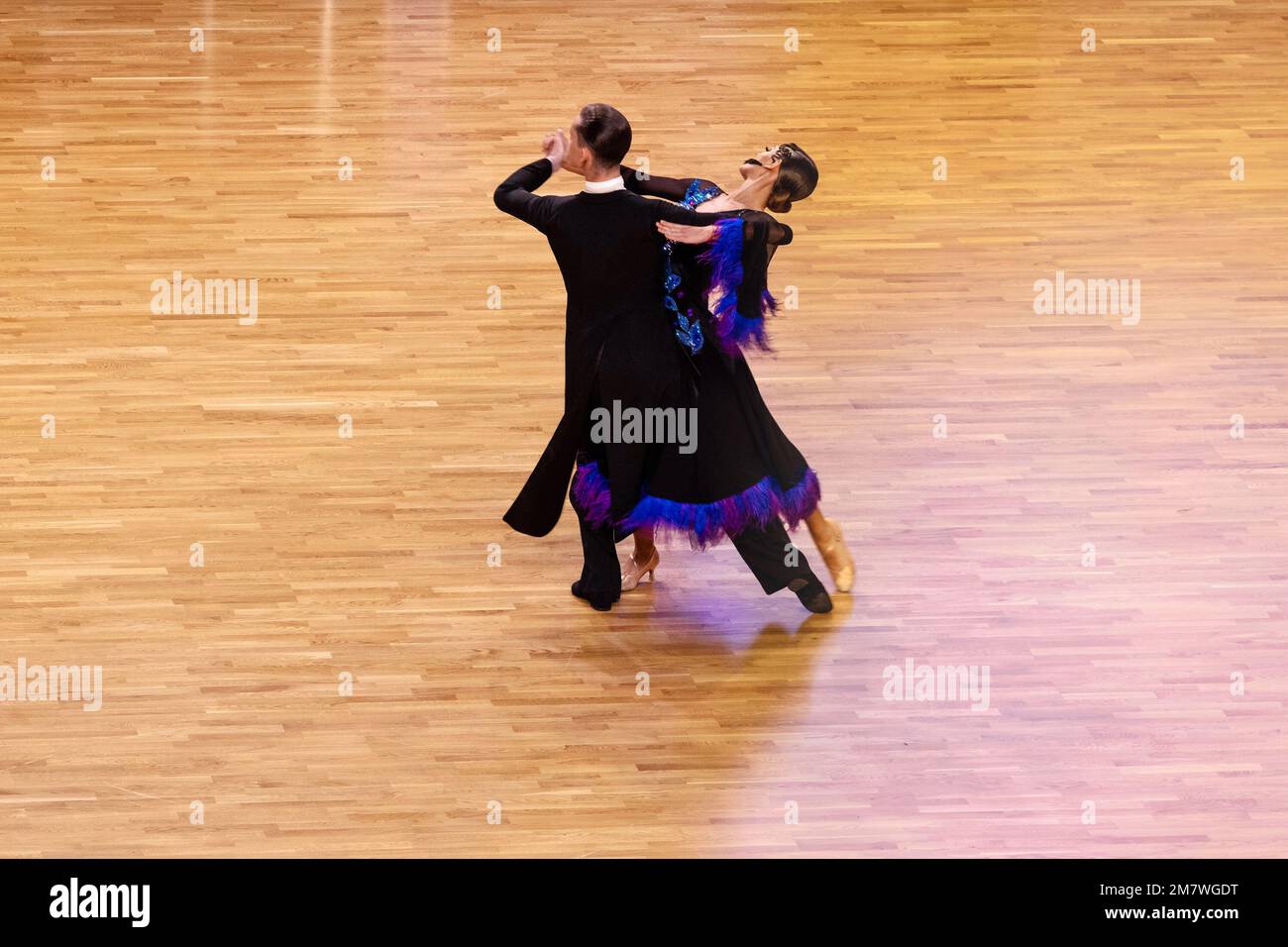couple dancers dancing waltz in parquet floor Stock Photo - Alamy